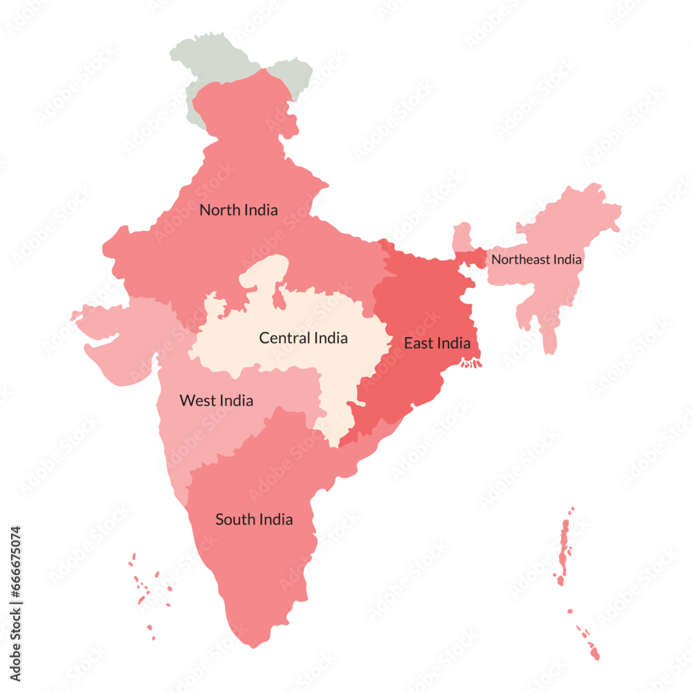 Map of India administrative regions. Indian map. Stock Vector | Adobe Stock