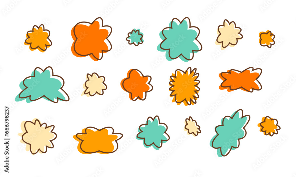 Outlined Cartoony Doodle Blob Splash Shapes Colorful Vector Icons ...
