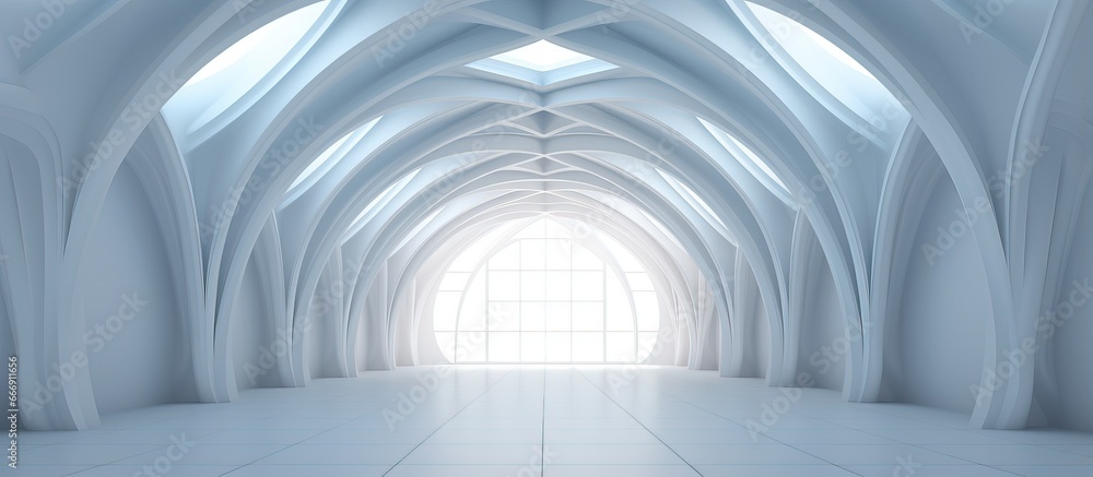 Geometric interior arches depicted in a architectural rendering Stock ...