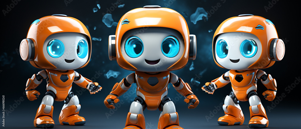 Cartoon set of robots with different emotions. illustration of happy ...