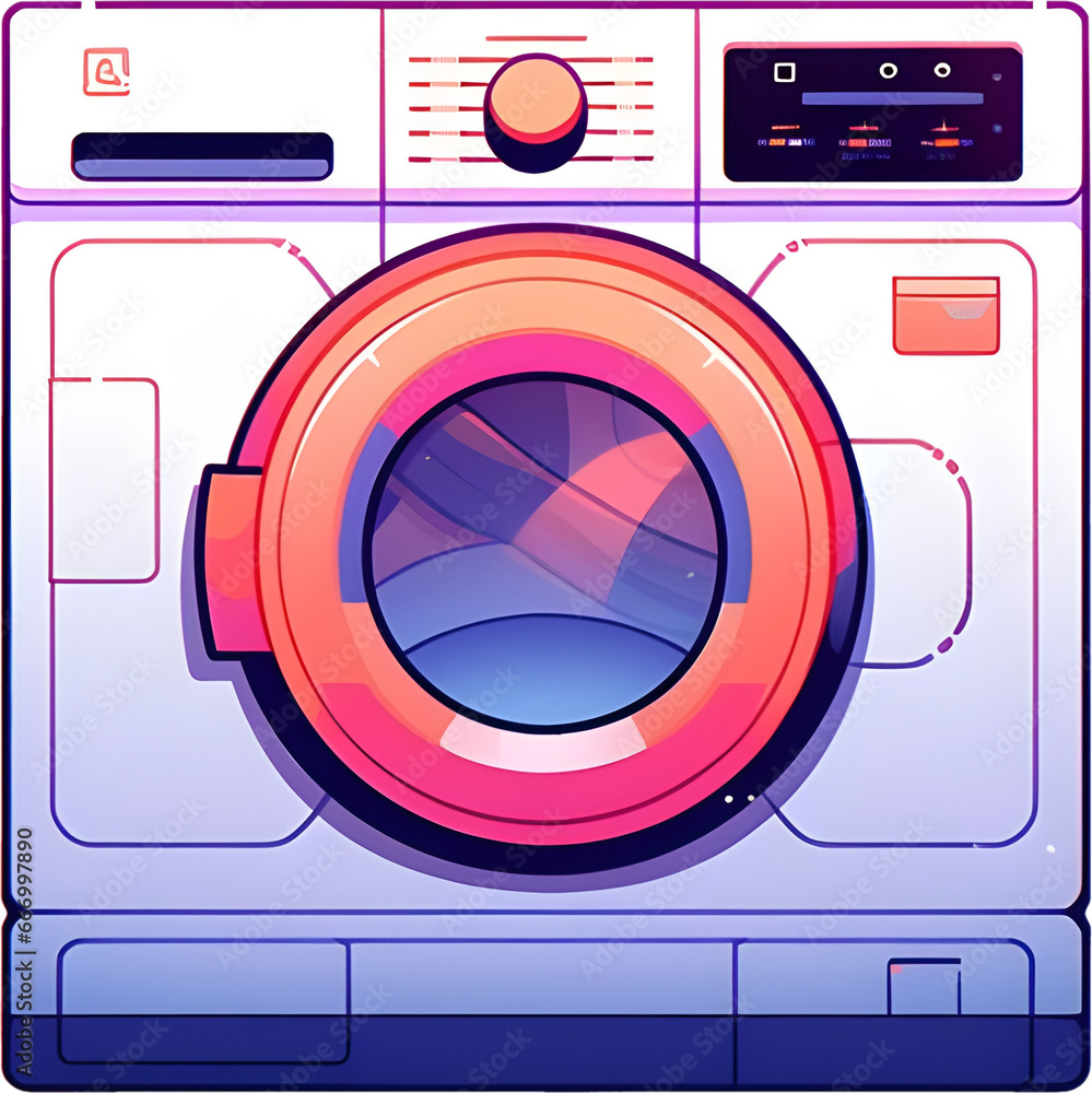 Wahsing machine icon in anime style on transparent background Stock ...