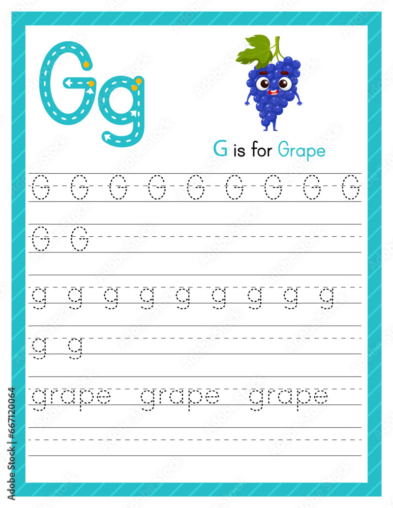 Trace letter G uppercase and lowercase. Alphabet tracing practice ...