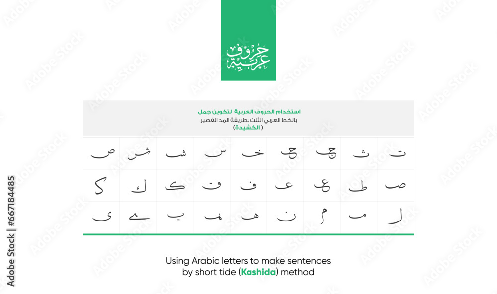 Arabic Alphabet letters in Thuluth font to make sentences by short tide ...
