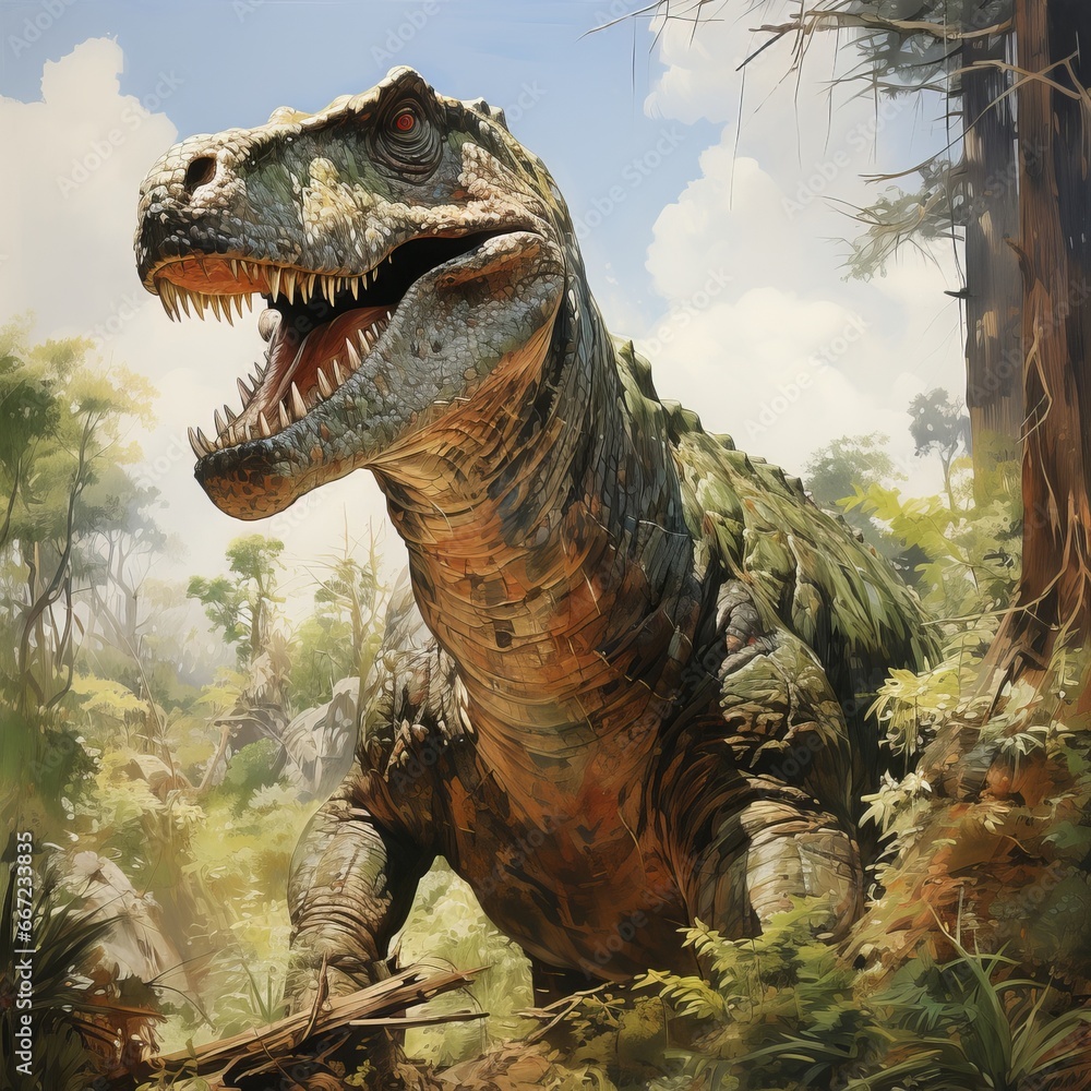 Gigantosaurus megalonyx. Illustration of a huge dinosaur. Herbivorous ...