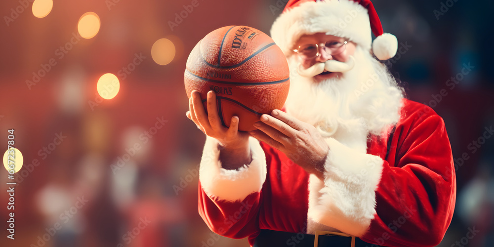 santa claus playing basketball Stock Photo | Adobe Stock