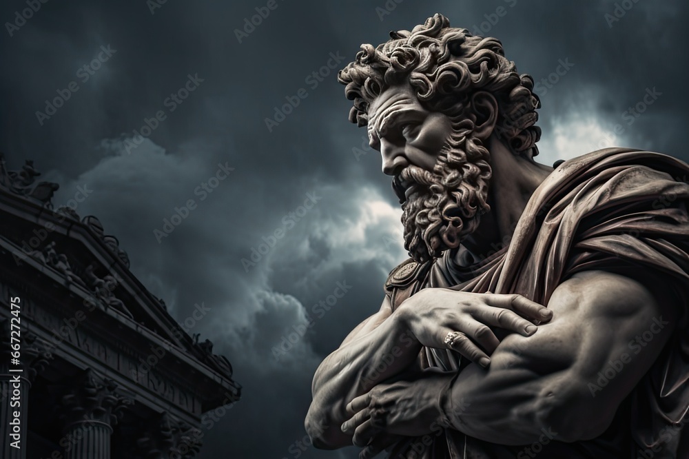 Deep thinking statue of Marcus Aurelius, the greatest stoicist ...