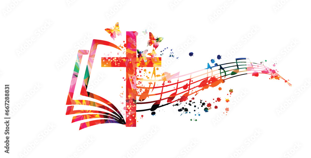 Vetor Creative music style template vector illustration, colorful cross ...