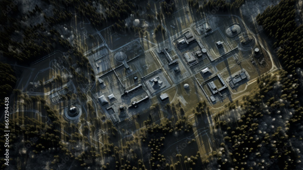 satellite photo of military base in forest Stock Photo | Adobe Stock