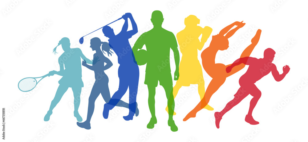 Sports Association.Silhouettes of athletes of different sports ...