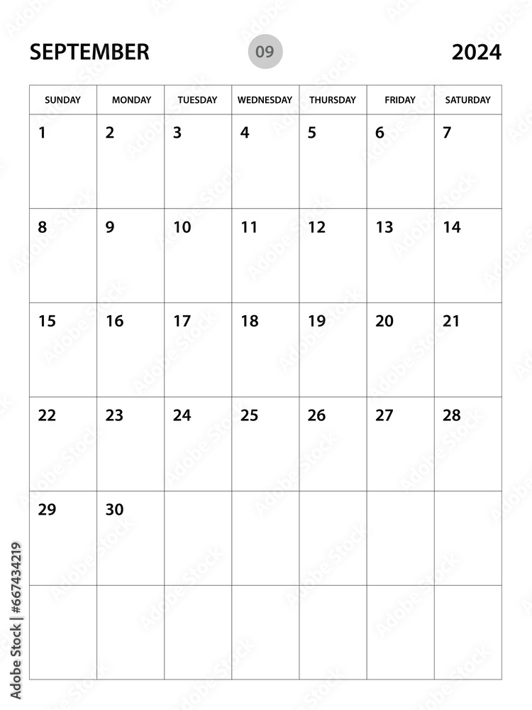 September 2024 year planner template, calendar 2024 desgin, monthly and ...
