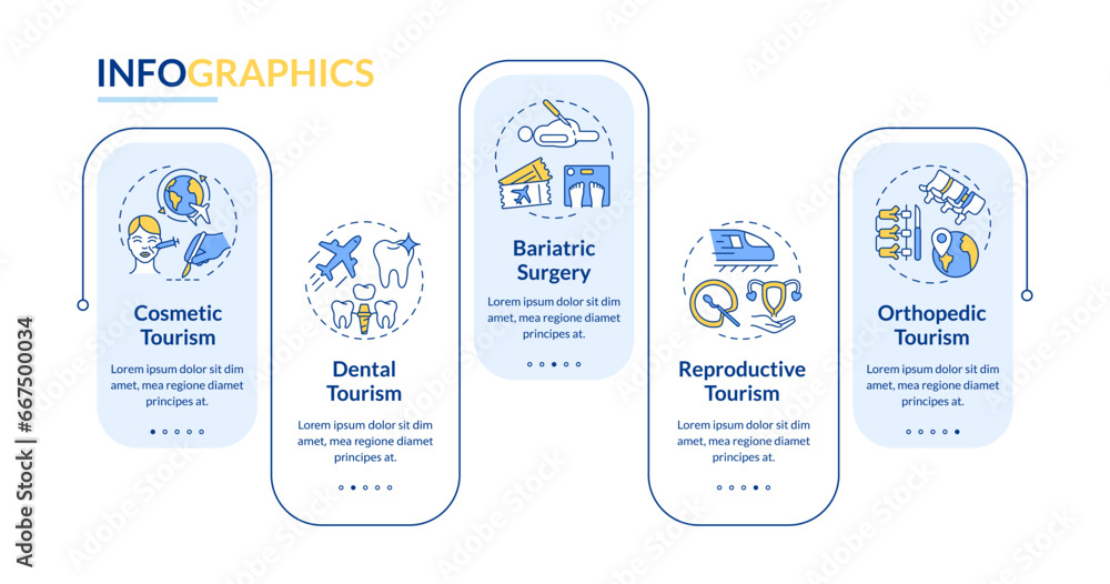 2D medical tourism vector infographics template with thin line icons ...