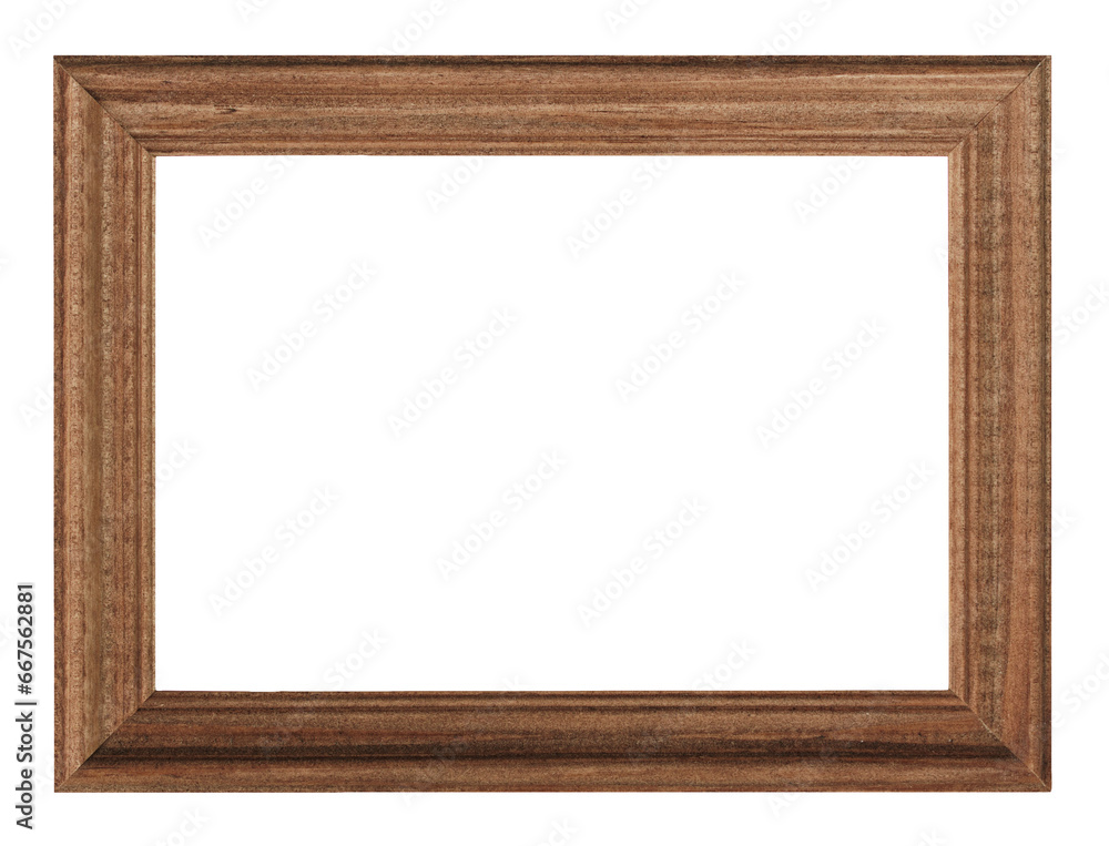 Horizontal classic wooden photo frame with copy space isolated on ...