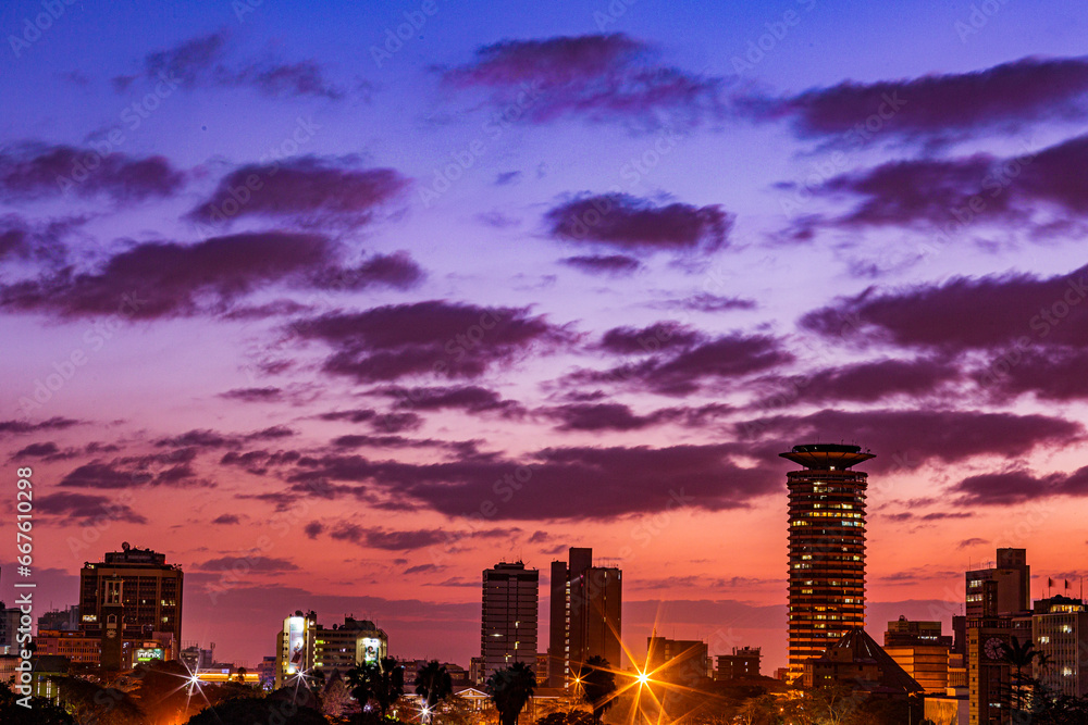 Nairobi City County Skyline Skyscraper Cityscapes Landmarks Tower Tall Buildings Sunrise Sunset ...