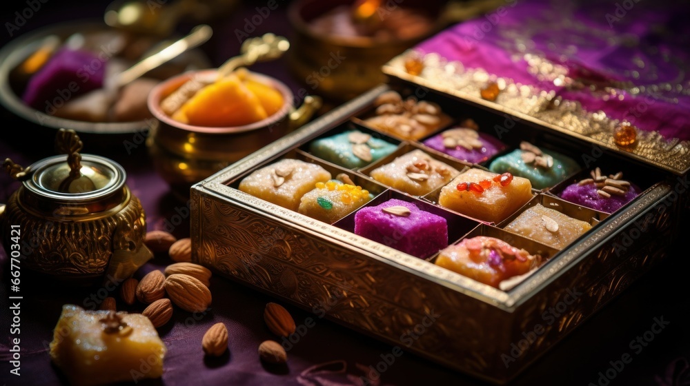 Diwali box consists of Indian sweets. Assorted Diwali Sweets Gift Box ...