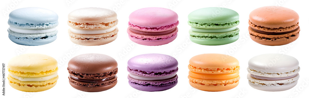 Macaroon Macaron, pastel collection, front view on transparent ...