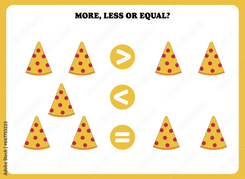 More less or equal. Educational math game for kids. Printable worksheet ...