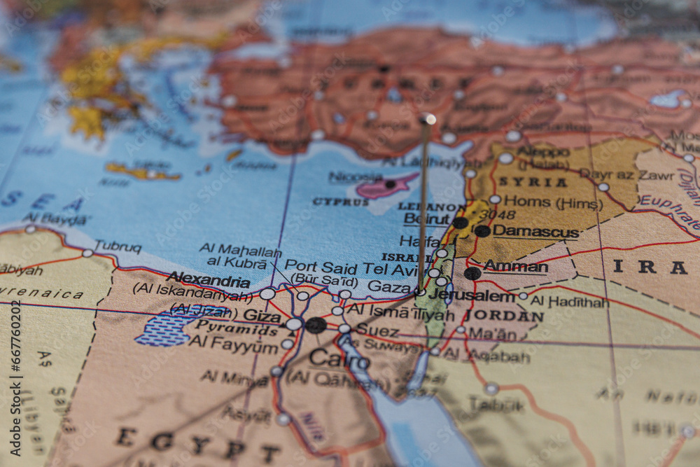 Gaza on map. Israel an Palestine on geopolitical Map. Gaza strip and ...