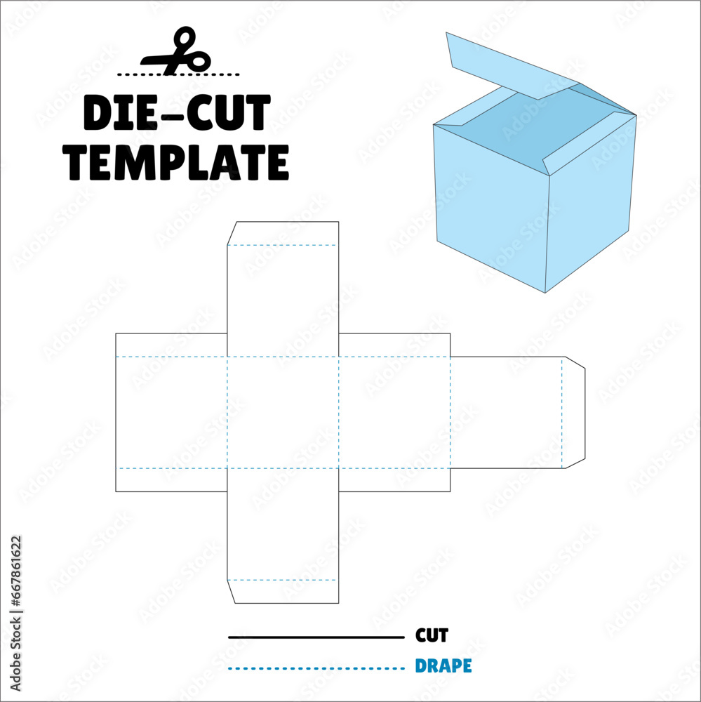 Box With Flip Lid Packaging Die Cut Template Design. 3D Mock Up ...