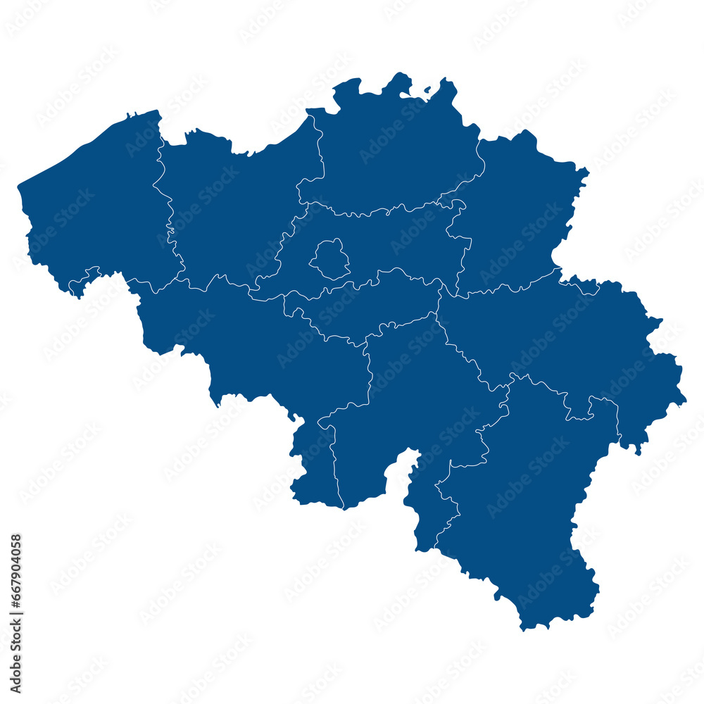 Belgium map with administrative. Map of Belgium in blue Stock Photo ...