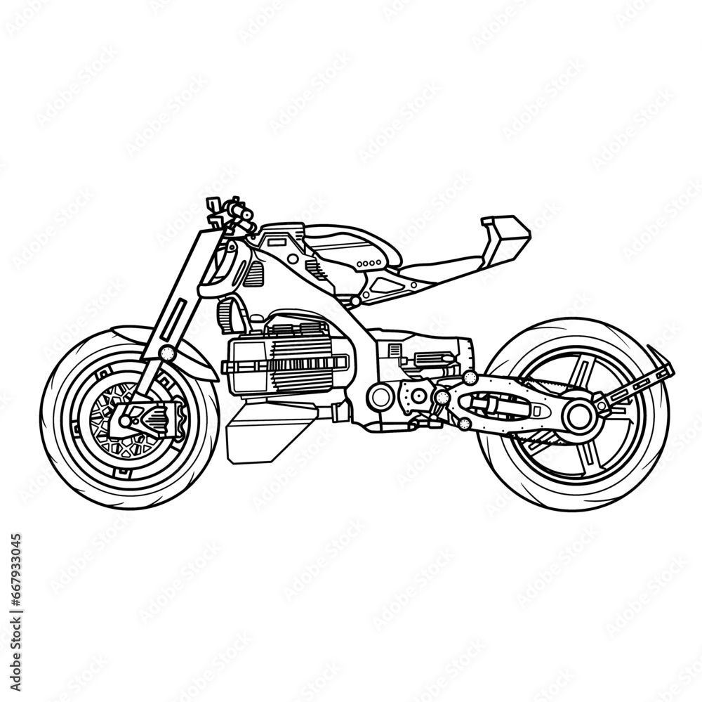 Electric motorcycle futuristic concept. Electric Vehicle (EV) hand ...