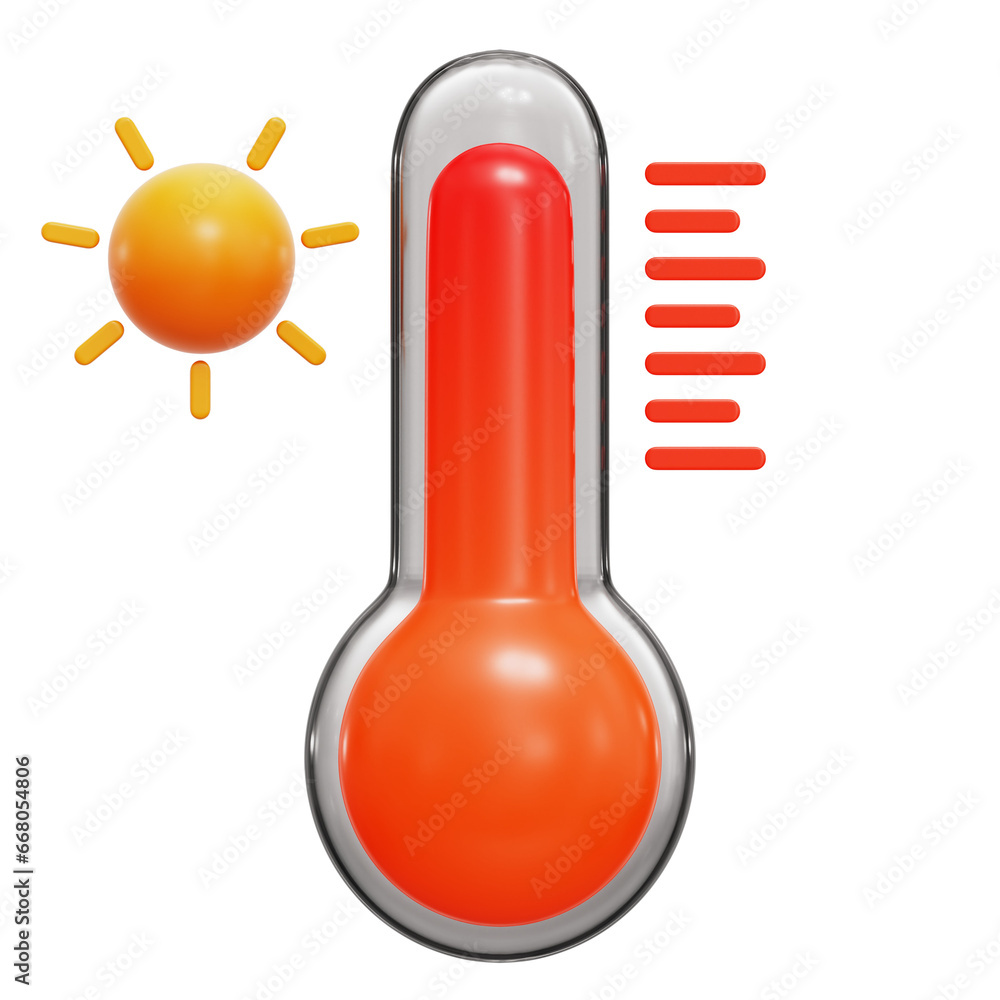 Hot Temperature Weather 3D Icon Transparent Background For UI/UX Stock ...