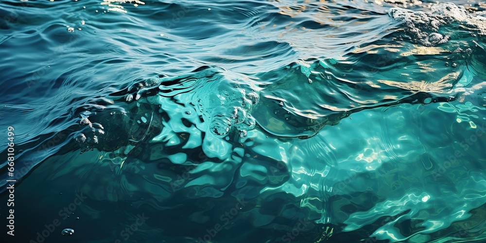 Blue green water. Ripples. Reflection of light. Little waves. Gradient ...
