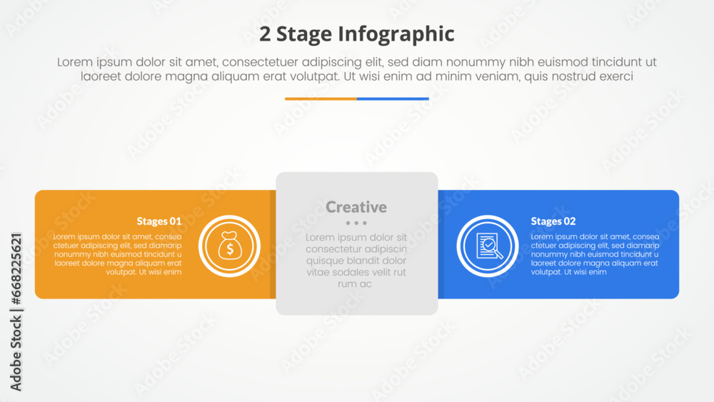 2 points stage template infographic concept for slide presentation with ...