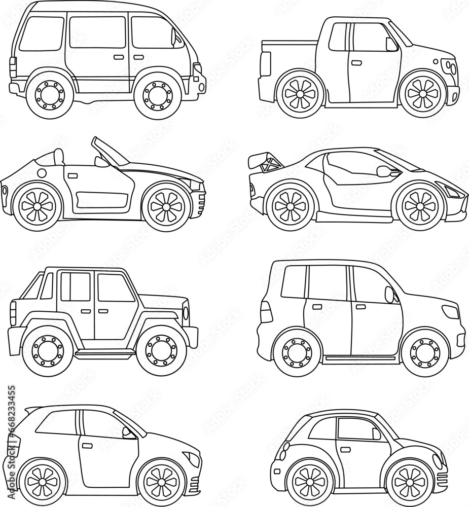 Car line art for coloring book page Stock Vector | Adobe Stock