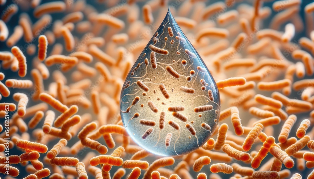 Detailed horizontal photo capturing Legionella pneumophila in a water ...