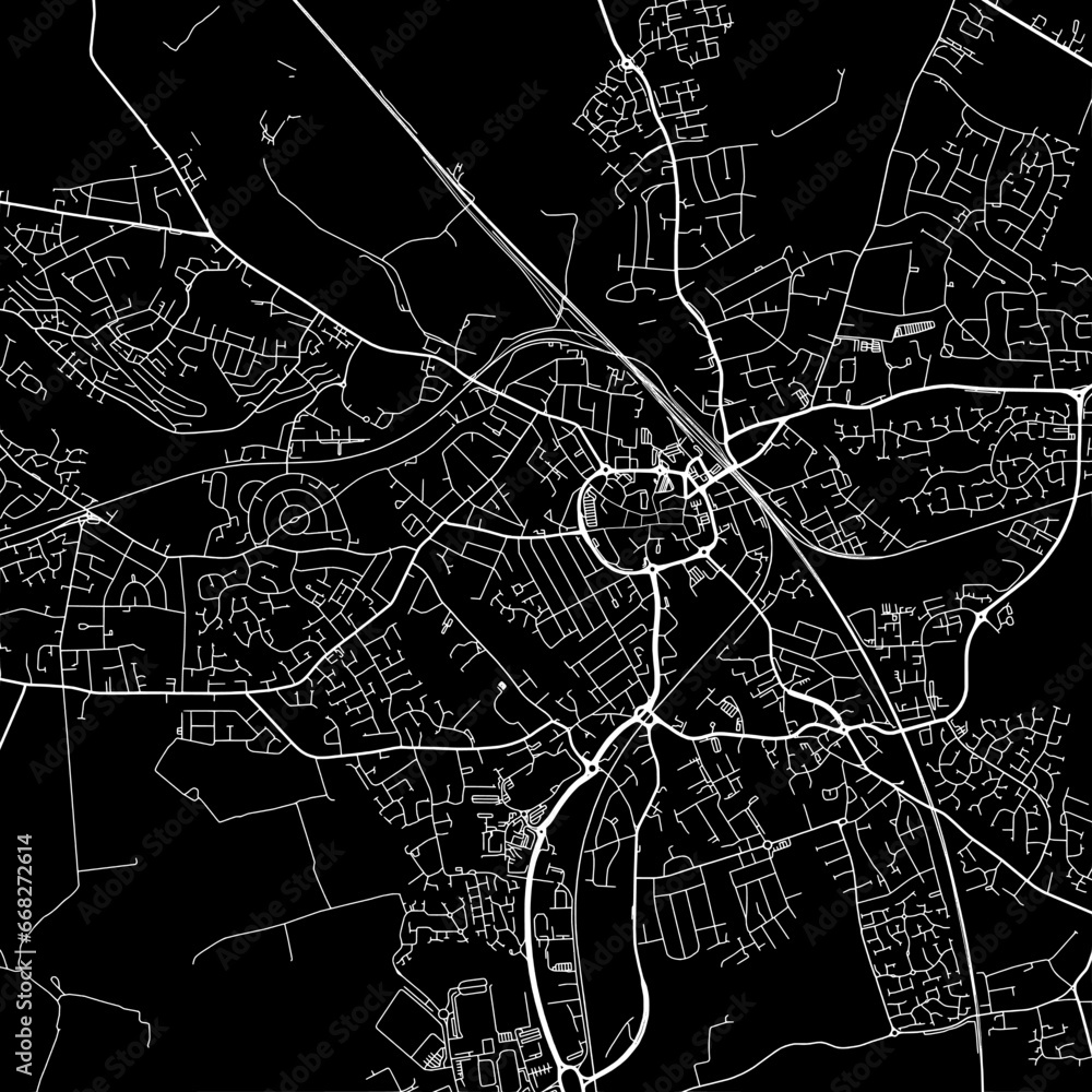 1:1 square aspect ratio vector road map of the city of Nuneaton in the ...
