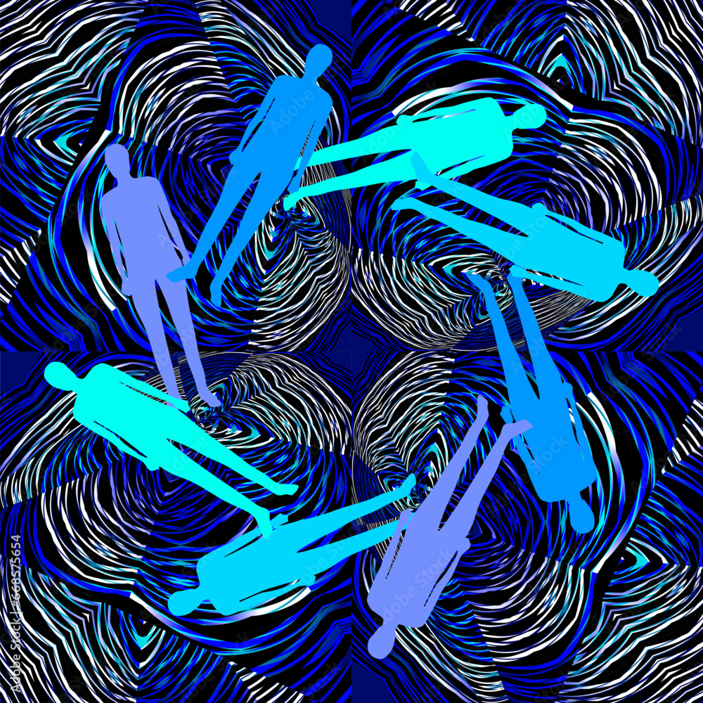 abstract pattern with people in a circle, background with optical ...