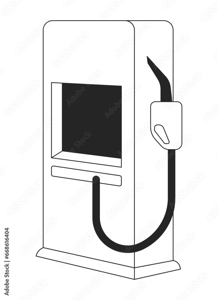 Fuel dispensing equipment black and white 2D line cartoon object ...