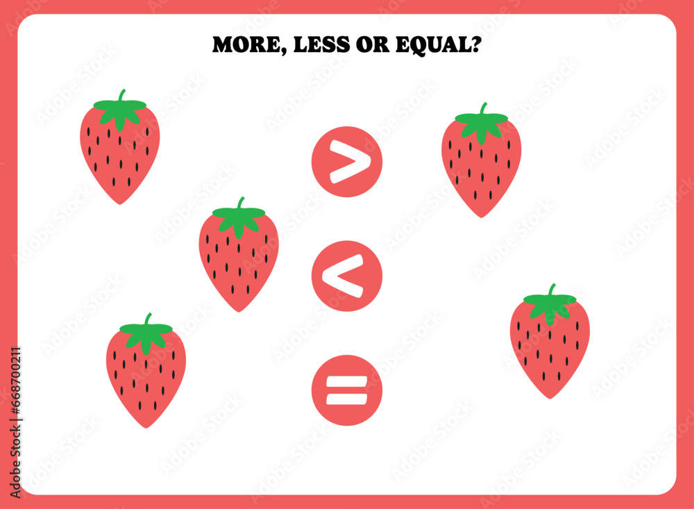 More less or equal. Educational math game for kids. Printable worksheet ...