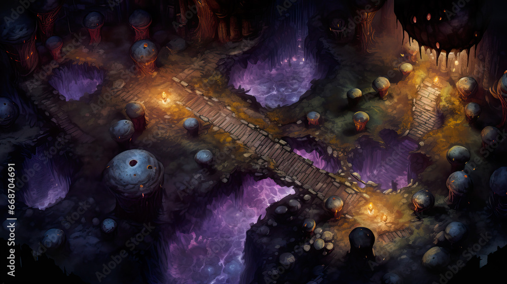 DnD Map Cavern of the Fungal Underground Stock Illustration | Adobe Stock