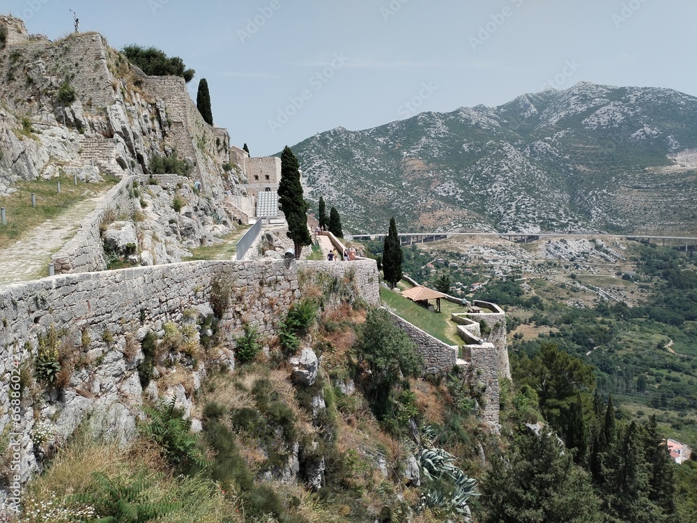 the wall the wall klis fortress in split Croatia downtown medieval town ...