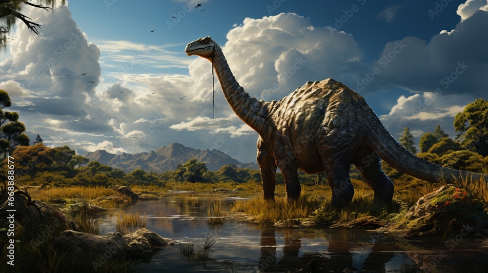 diplodocus, Illustration of a huge dinosaur. Herbivorous lizard ...