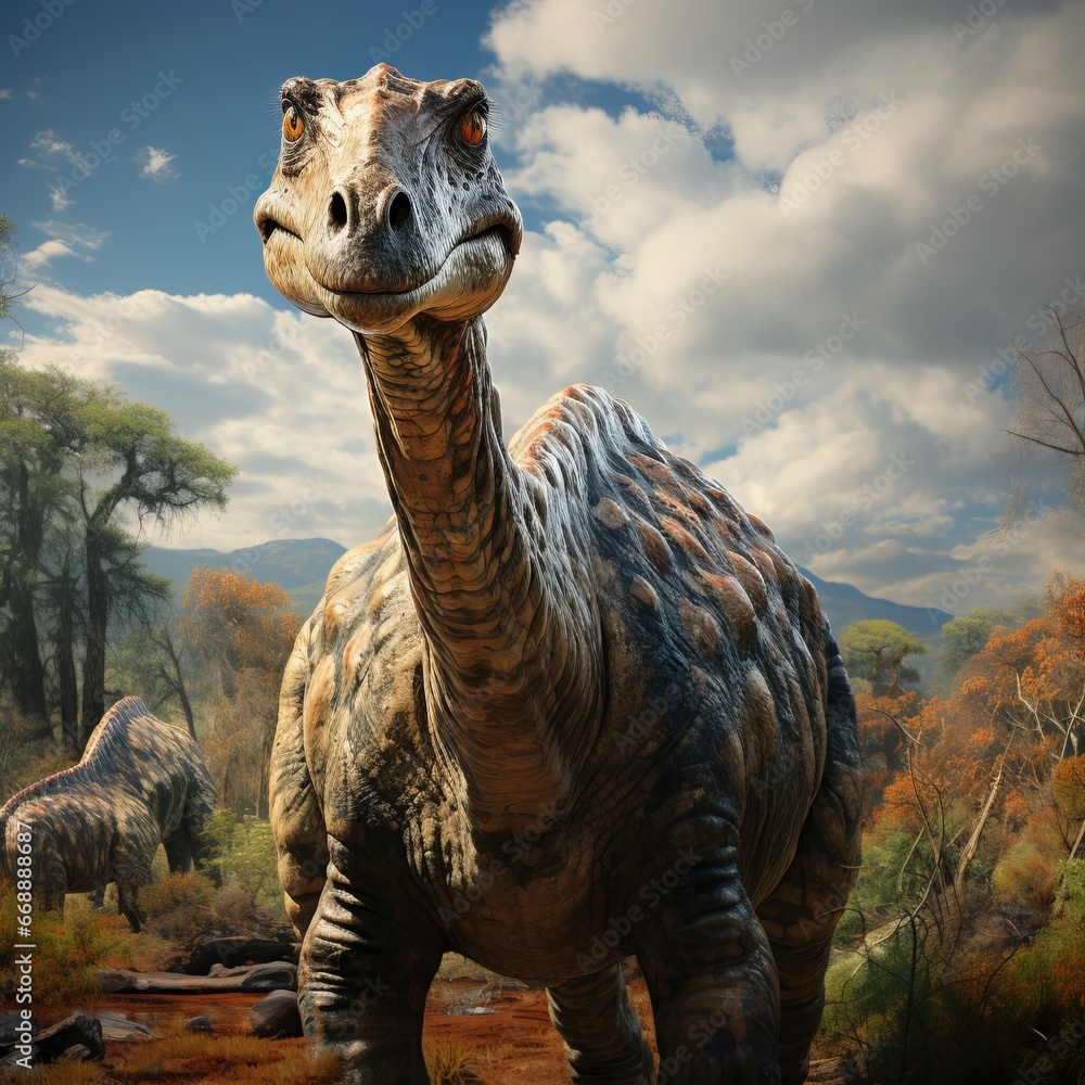 diplodocus, Illustration of a huge dinosaur. Herbivorous lizard ...