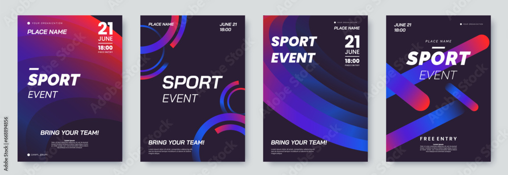 เวกเตอร์ Stock Sport event poster template collection. Sports banner ...