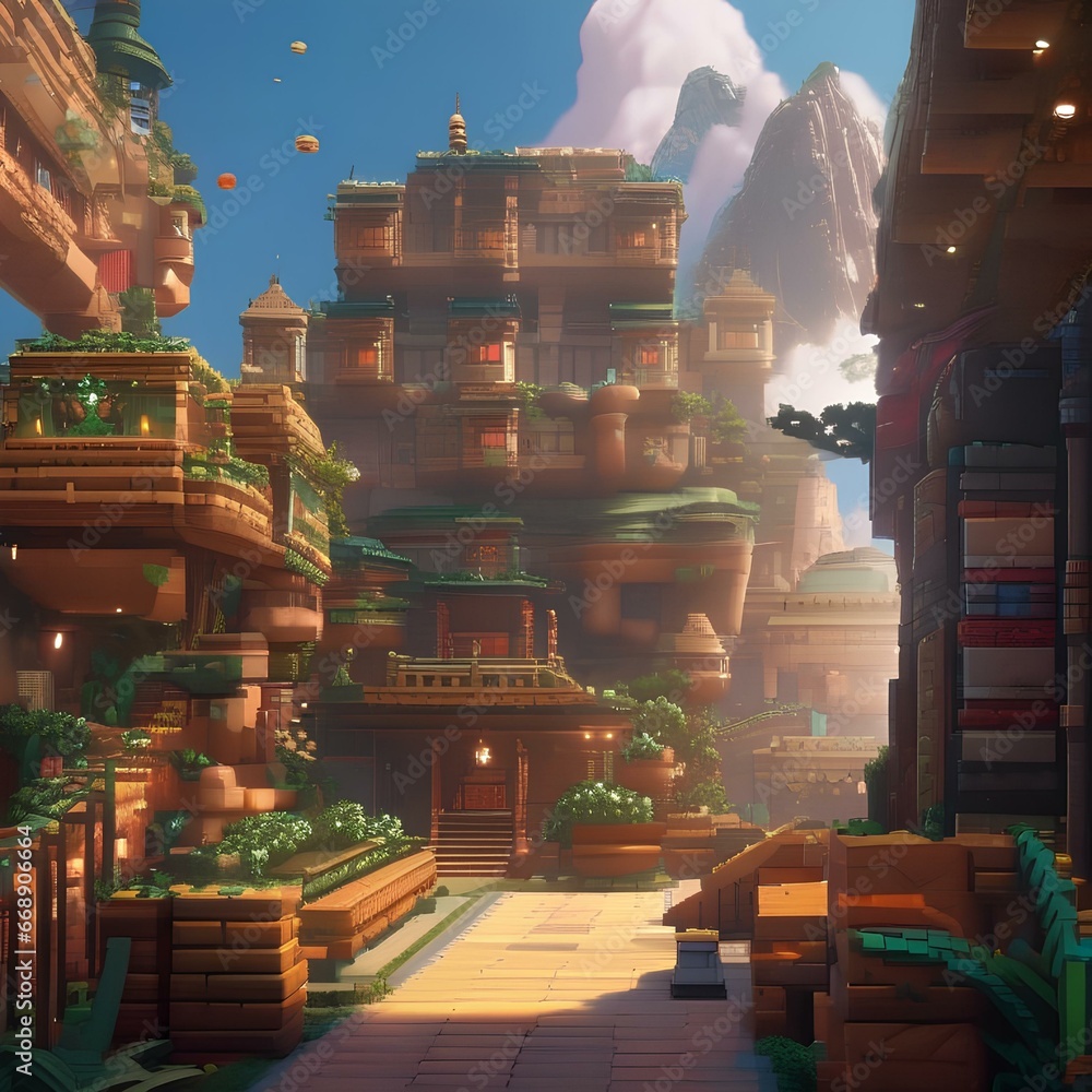 73 Portray a pixel art journey through a pixelated video game world ...