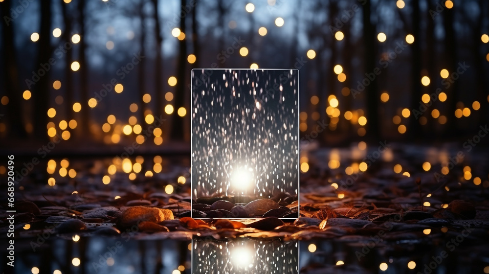 Empty frame on a starry night background mockup Stock Illustration ...