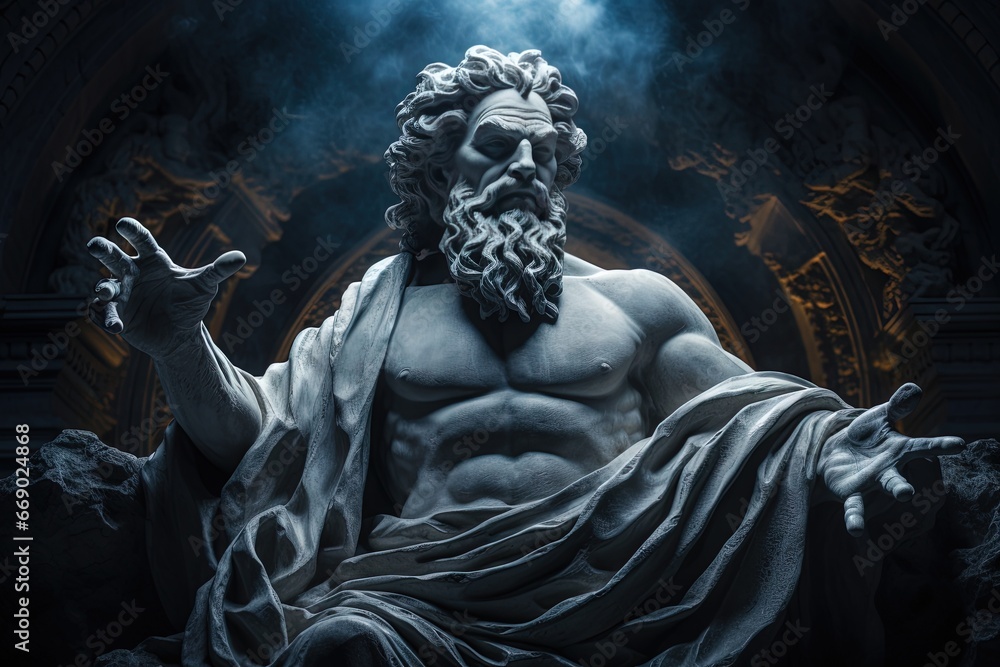 Personne de sculpture stoïque avec pierre, peau. Grec ancien, romain ...