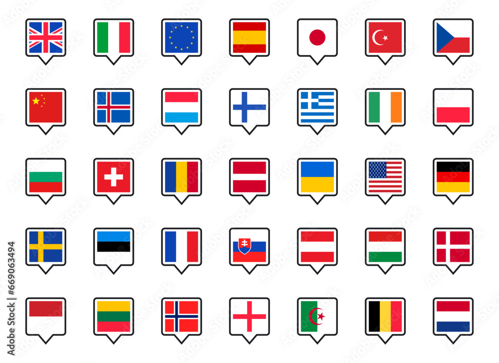 National world flags collection. Flags of countries around the world ...