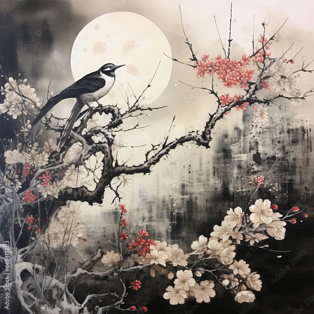 Zen Tree Sumi-e Ink Painting Stock Photo | Adobe Stock