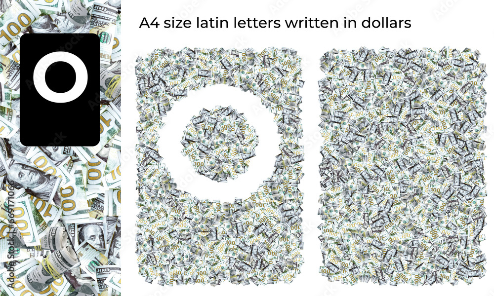 A4 size letters written in dollars Stock Photo | Adobe Stock