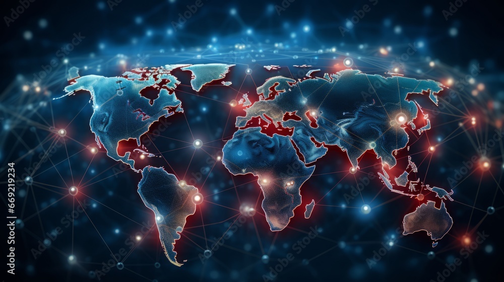 An eye-catching graphic showing a world map, with AI nodes and ...