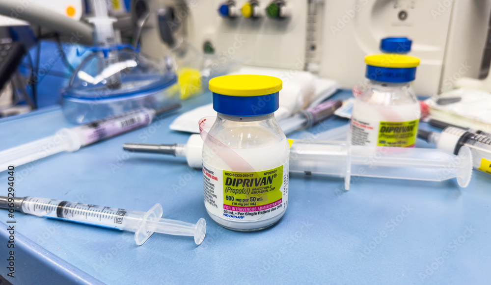 Chicago, IL, USA, October, 28, 2023, propofol hospital anesthetic ...