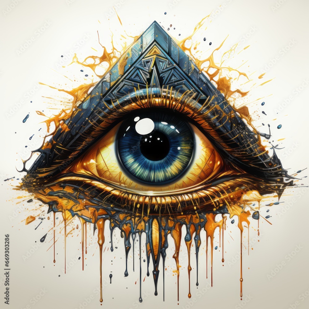 An ancient tattoo design featuring the Eye of Horus symbol within a sun ...