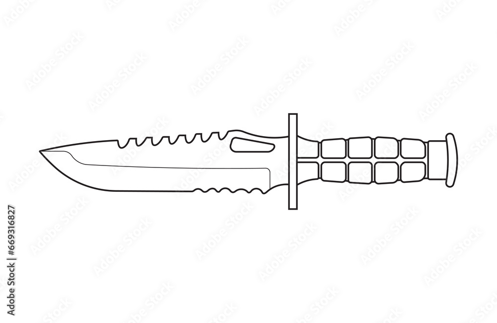 Hand drawn Kids drawing Cartoon Vector illustration tactical survival ...