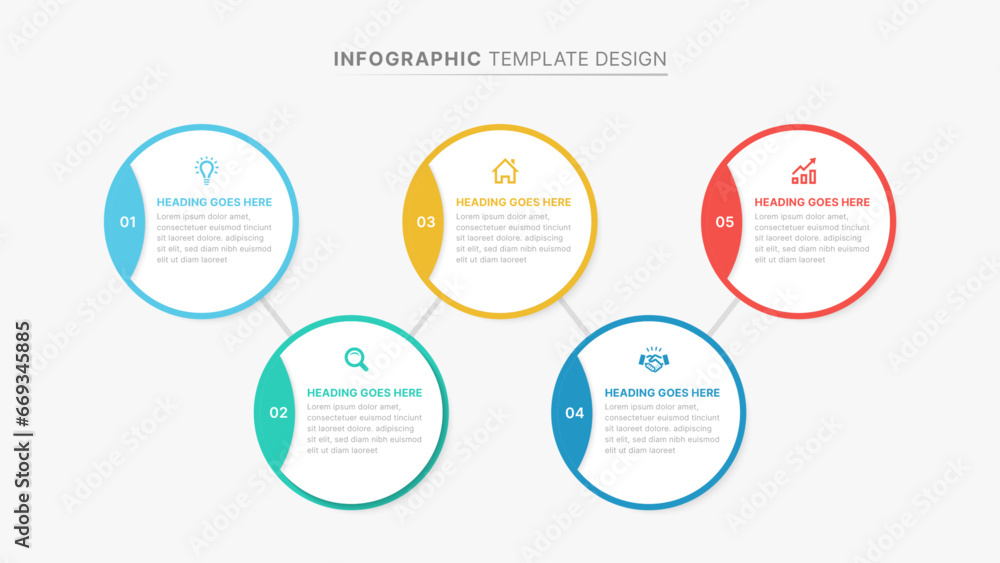 Circle Process Workflow Diagram Infographic Template with 5 Steps Stock ...