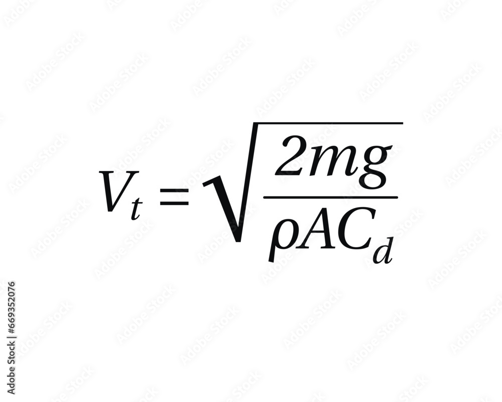Terminal Velocity Formula on the white background. Education. Science ...